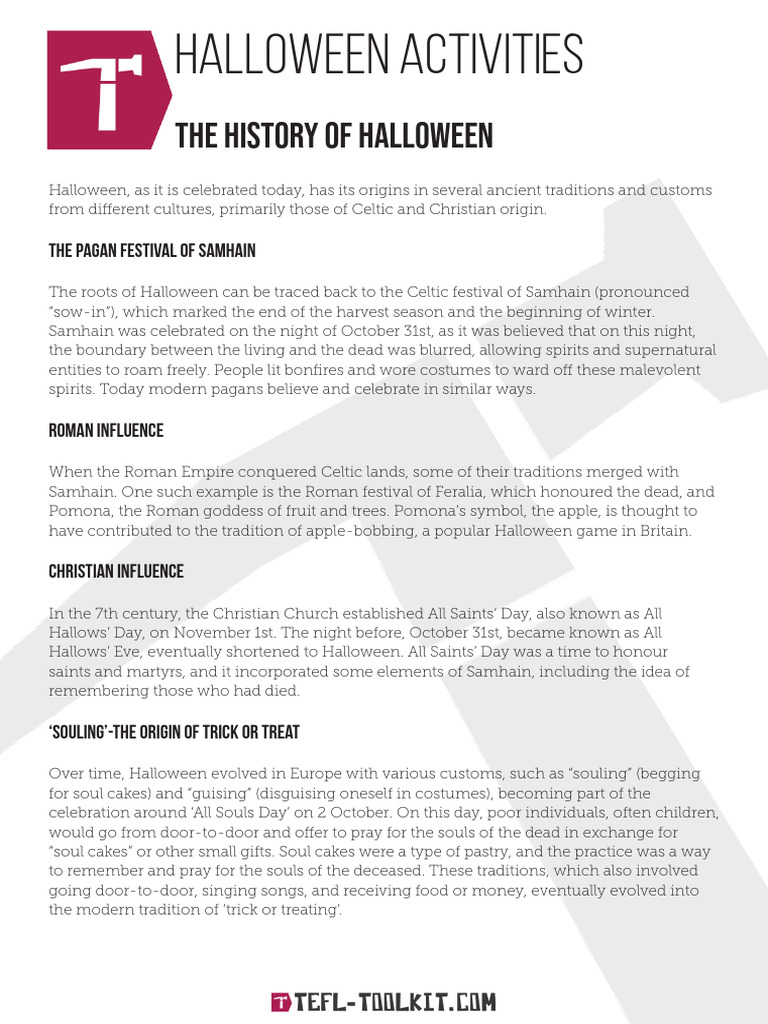 EFL Halloween Activities | PDF | Halloween | Trick Or Treating