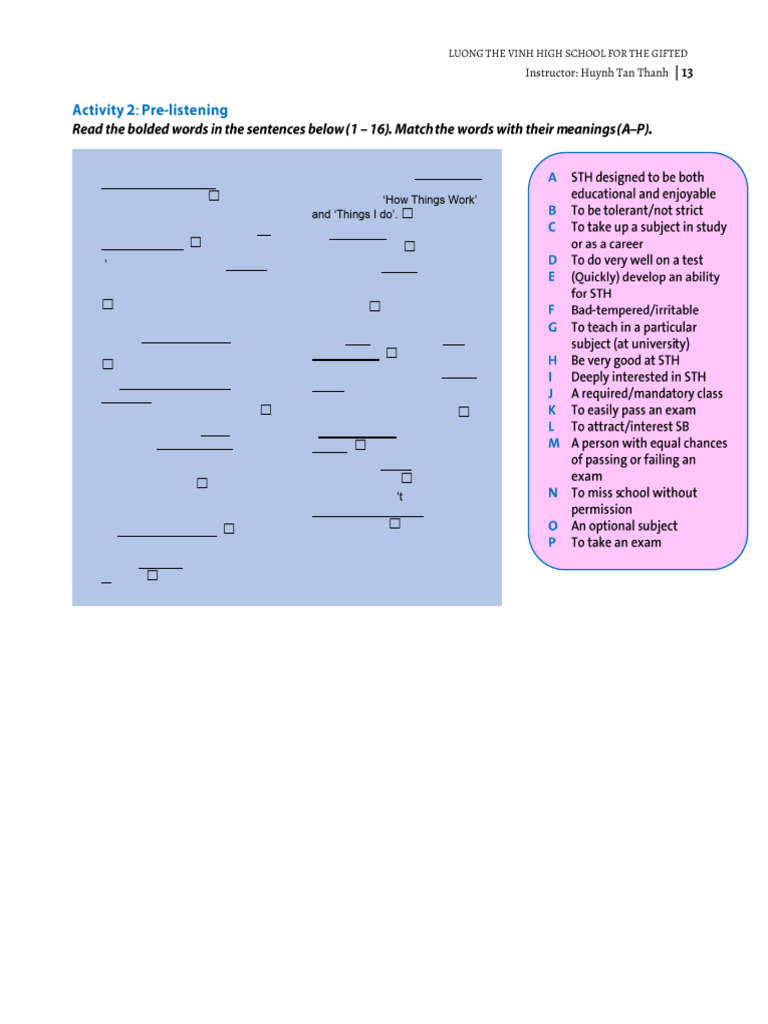 Unit 1 Lis & Spe Voacb | PDF