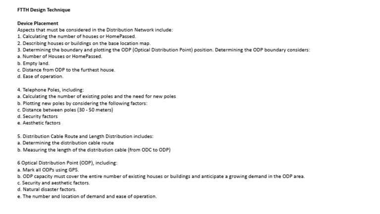 FTTH - Design Technique - Device Placement - Distribution Network | PDF