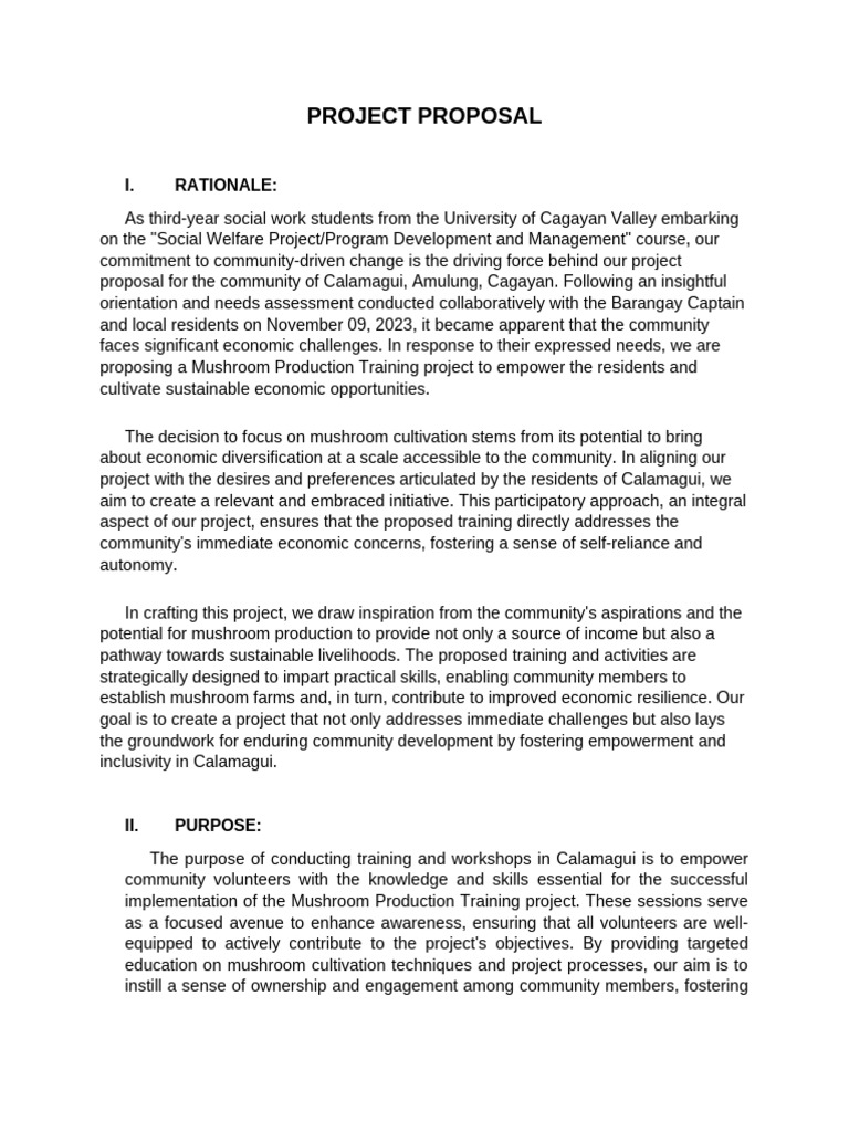 PROJECT PROPOSAL | PDF | Empowerment