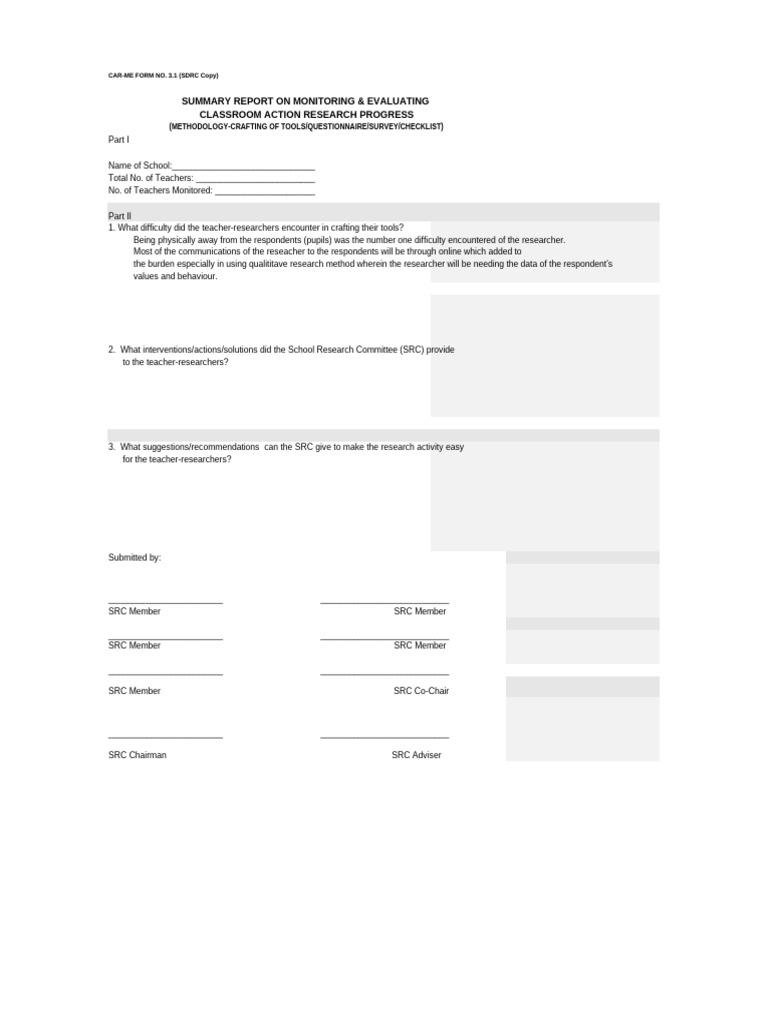 CAR Monitoring Checklist 3.1 GINEZ | PDF