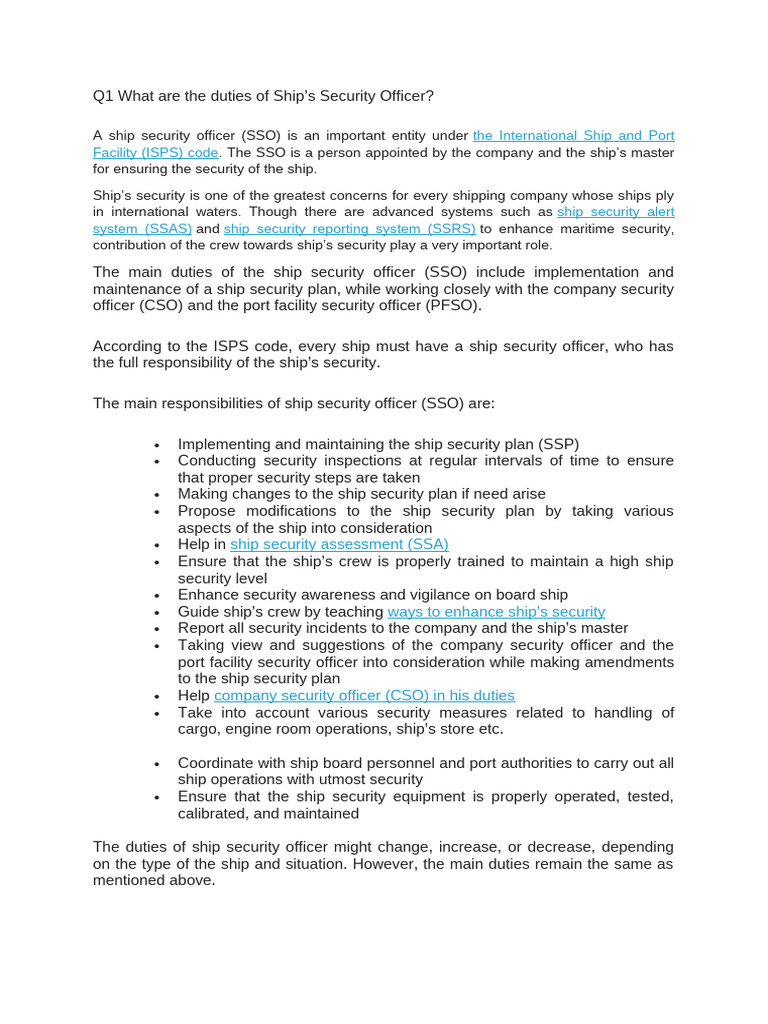 Funtions of CSO and SSO | PDF | Shipping | Water Transport