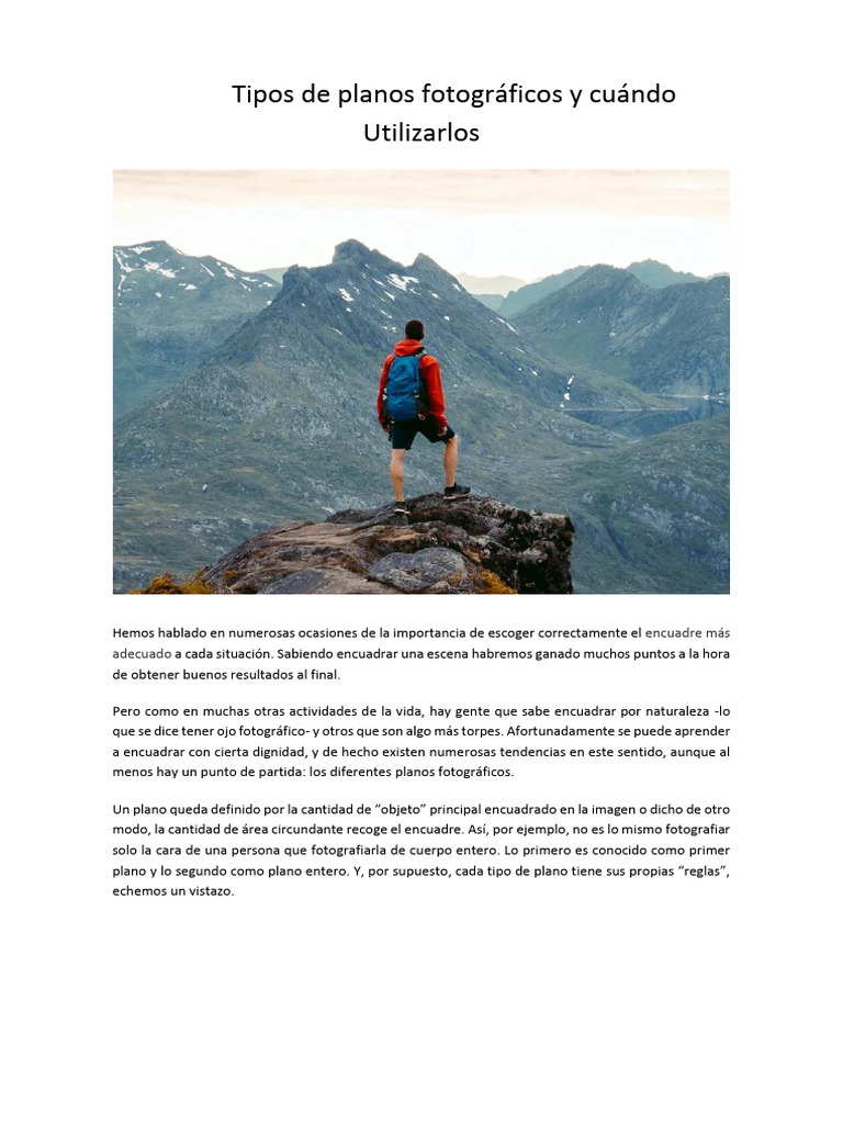 Tipos de planos fotográficos explicados | PDF