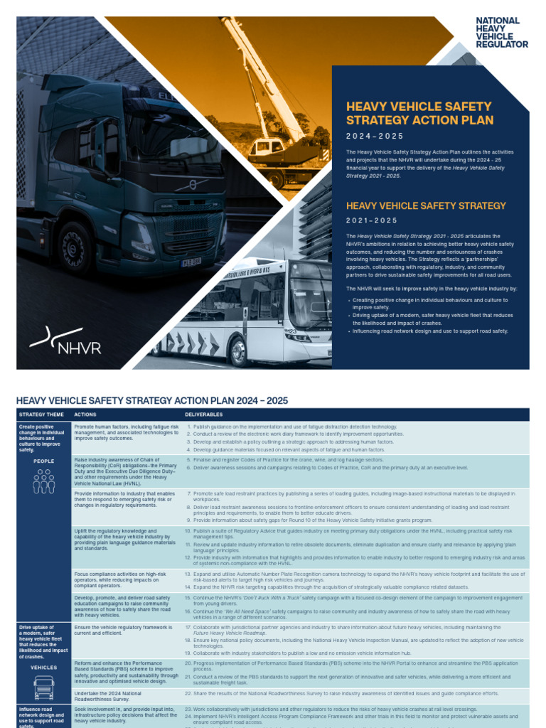 Heavy Vehicle Safety Action Plan 2024-2025 | PDF | Regulatory ...