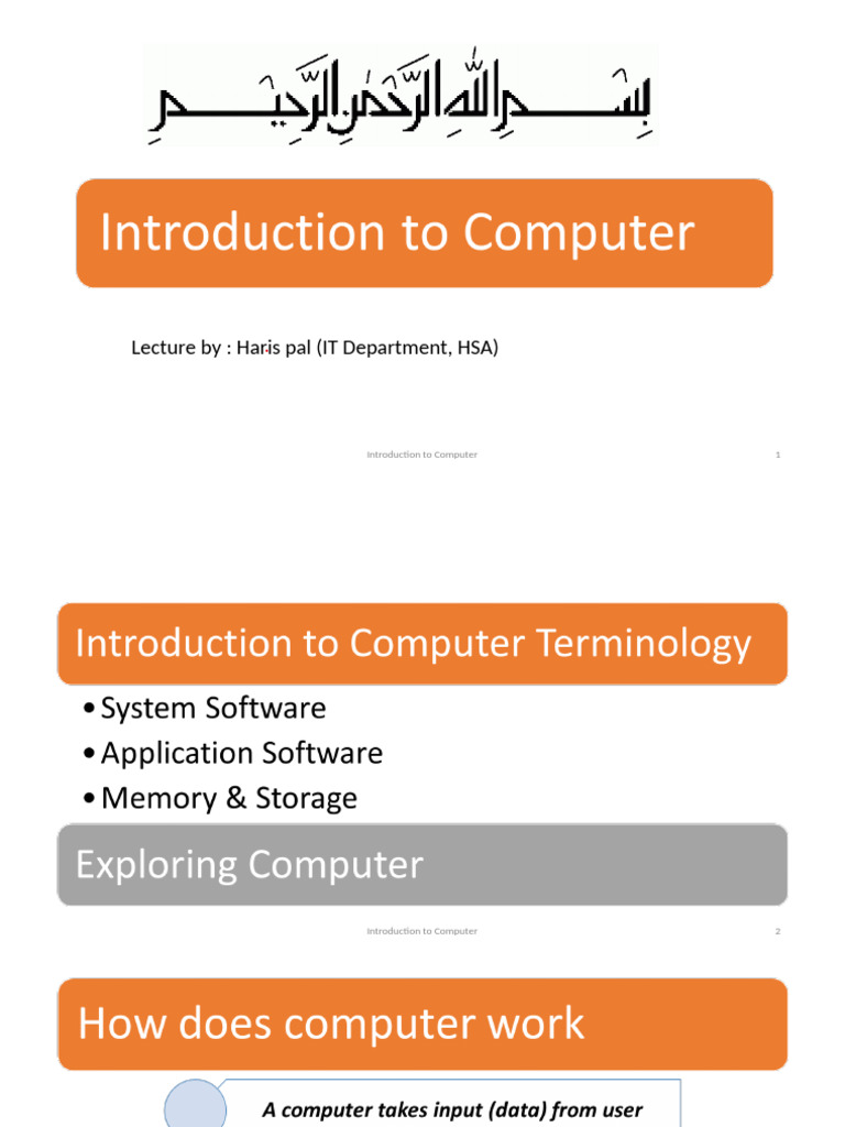 Lecture - I (Introduction to Computer)(1) | PDF | Random Access Memory | Hertz