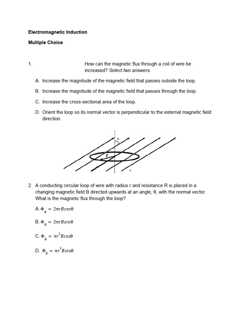 Electromagnetic Induction Homework | PDF | Electromagnetic Induction | Magnetic Field