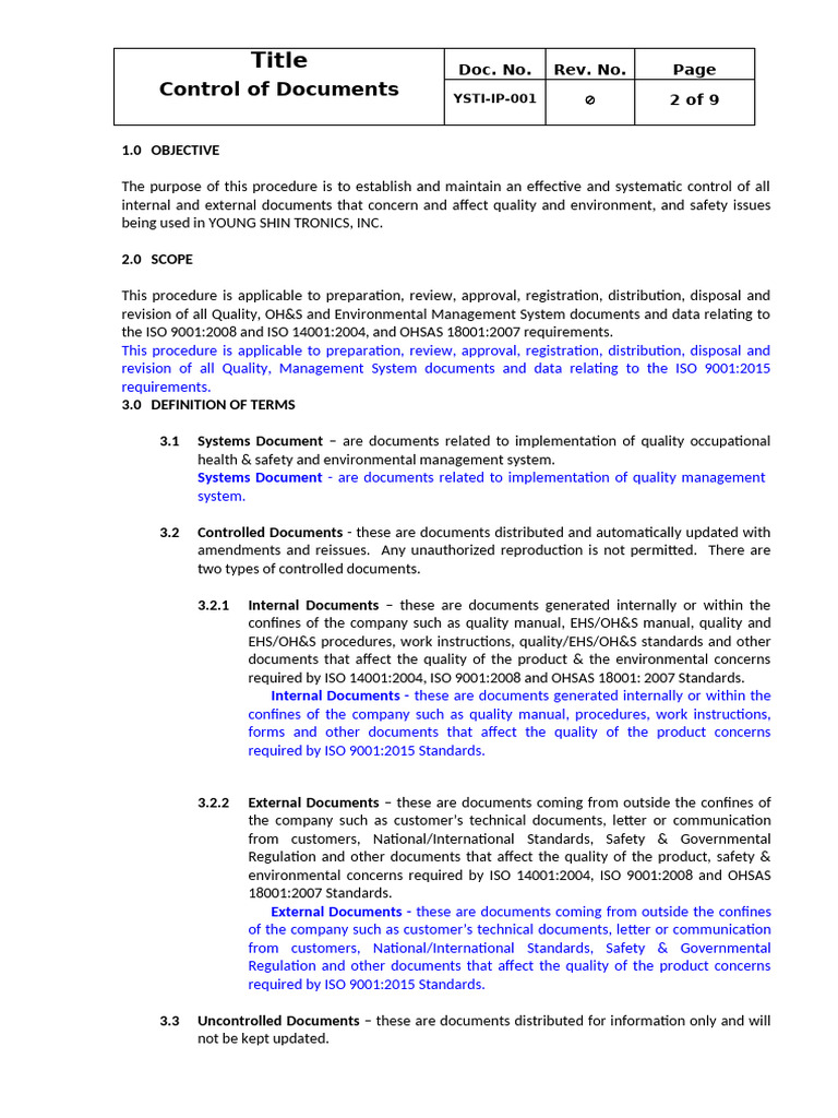 Document Control Procedure Overview | PDF | International Organization ...