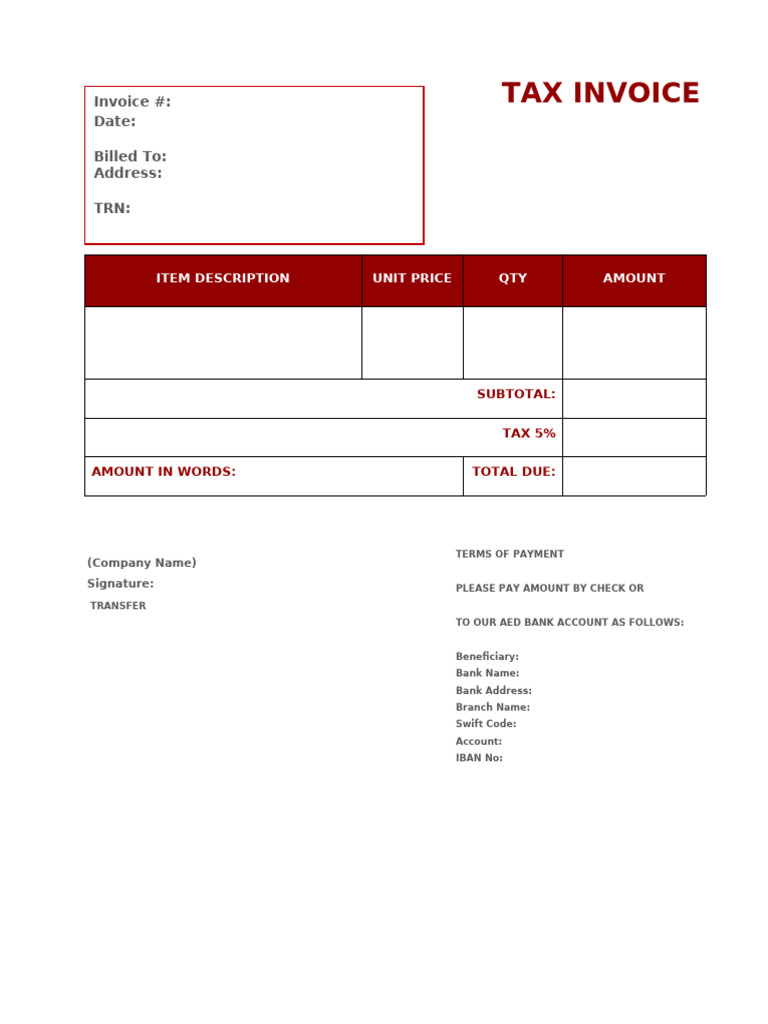 Tax Invoice Template | PDF