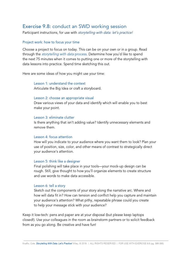 SWD Working Session Participant Instructions | PDF | Storytelling ...