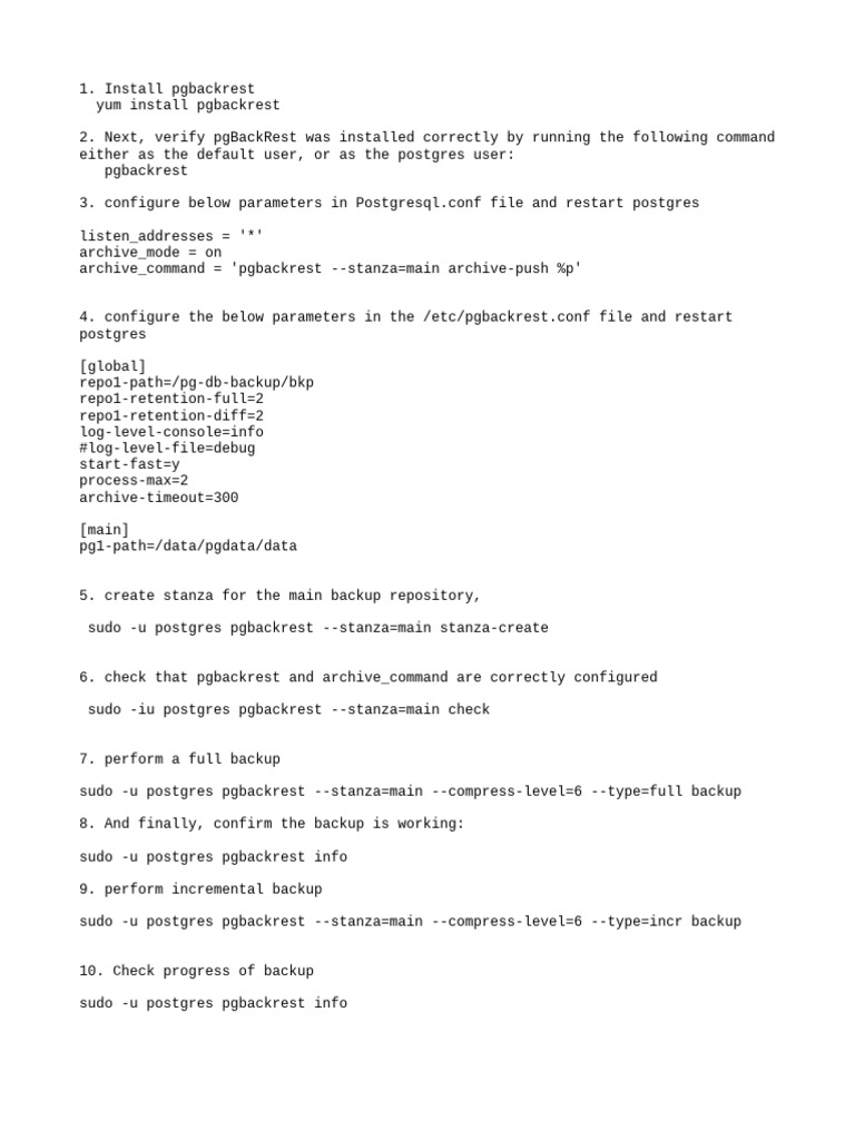Install Pgbackrest and Configure | PDF
