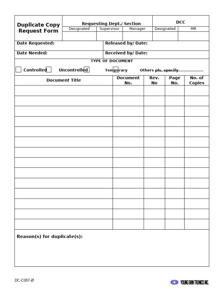 007 Duplicate Copy Request Form | PDF