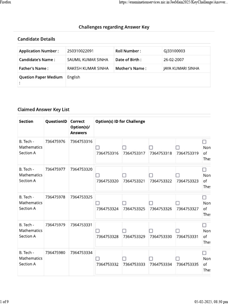 2025 23 shift ans key | PDF
