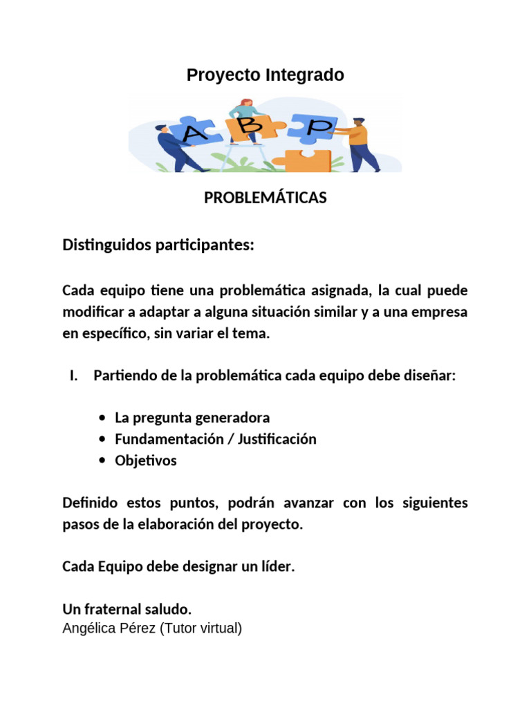 Proyecto Integrado - Problemáticas | PDF