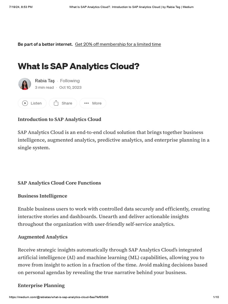 SAP Analytics Cloud Overview | PDF | Analytics | Cloud Computing