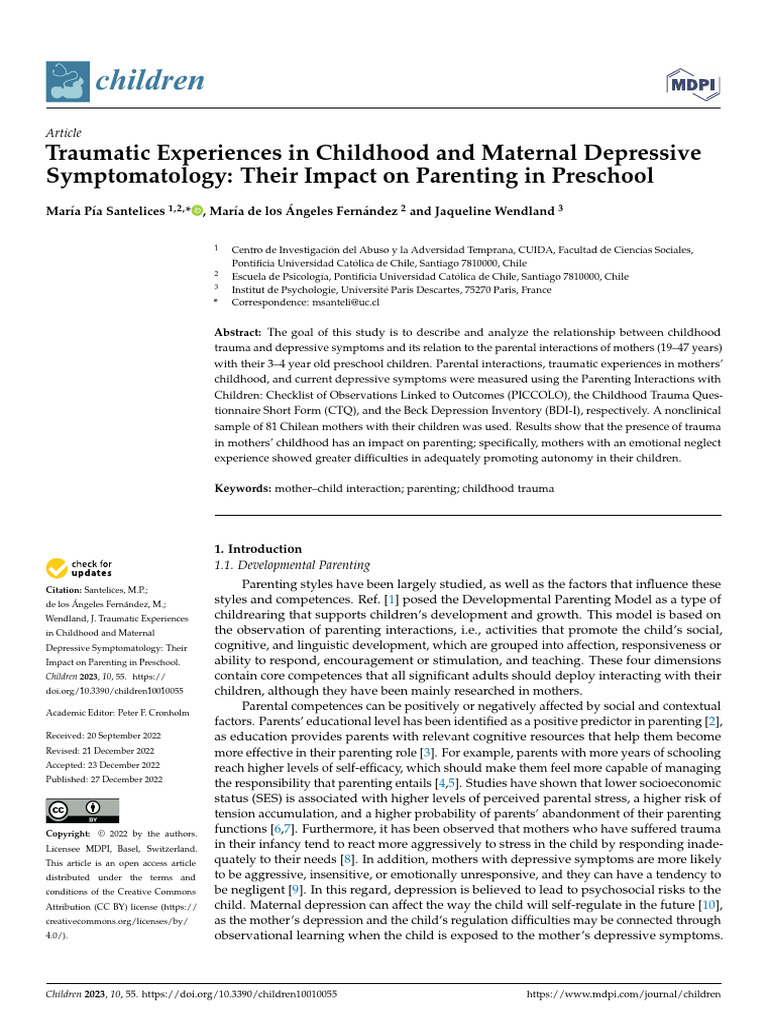 Traumatic Experiences in Childhood and Maternal de | PDF | Child Abuse ...