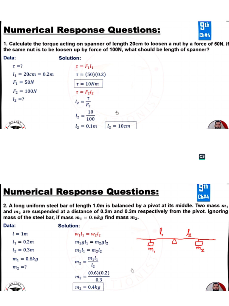 Physics CHP 4 Numericals | PDF