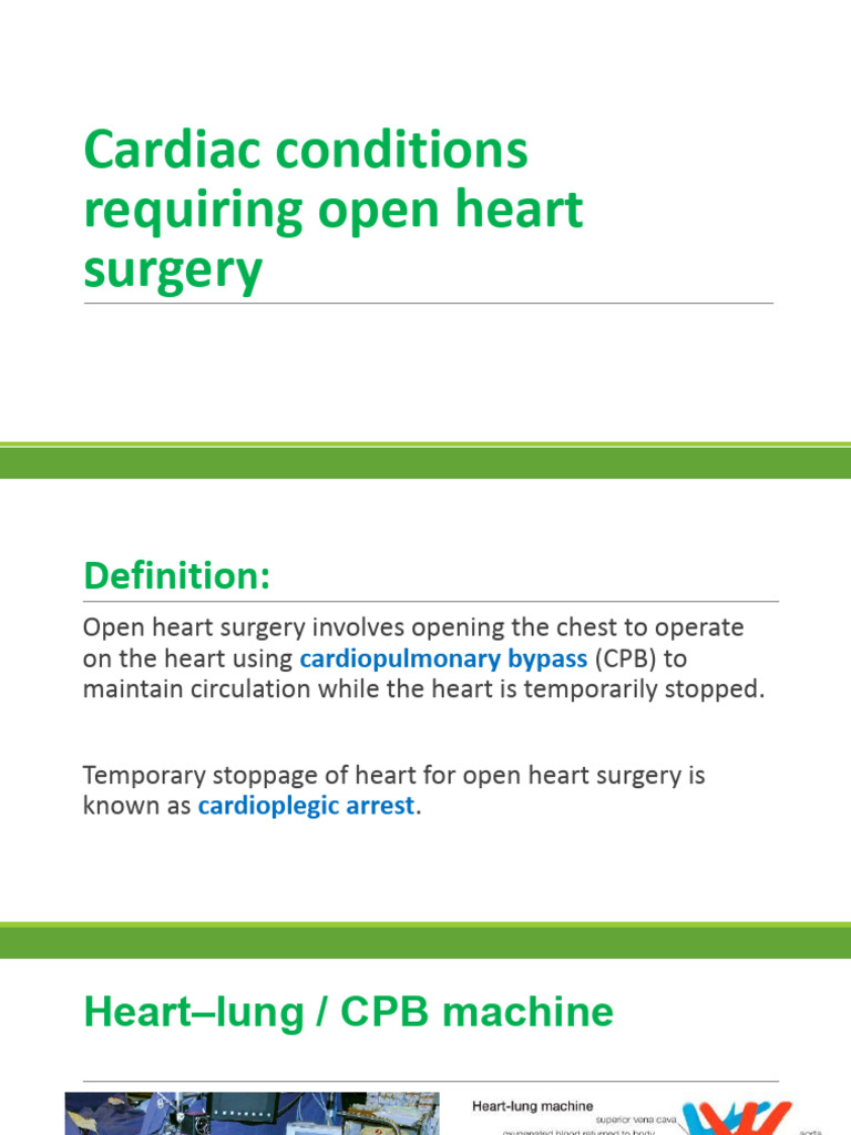 Cardiac Conditions Requiring Open Heart Surgery | PDF | Congenital ...
