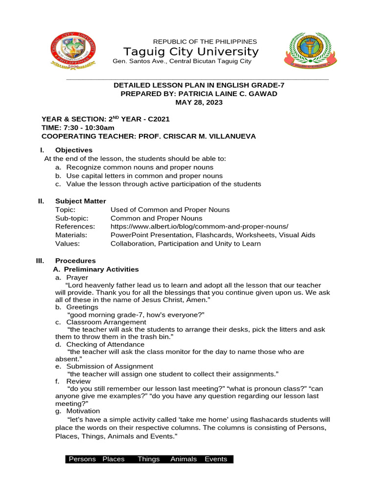 Sample LP For Class Observation 4as | PDF