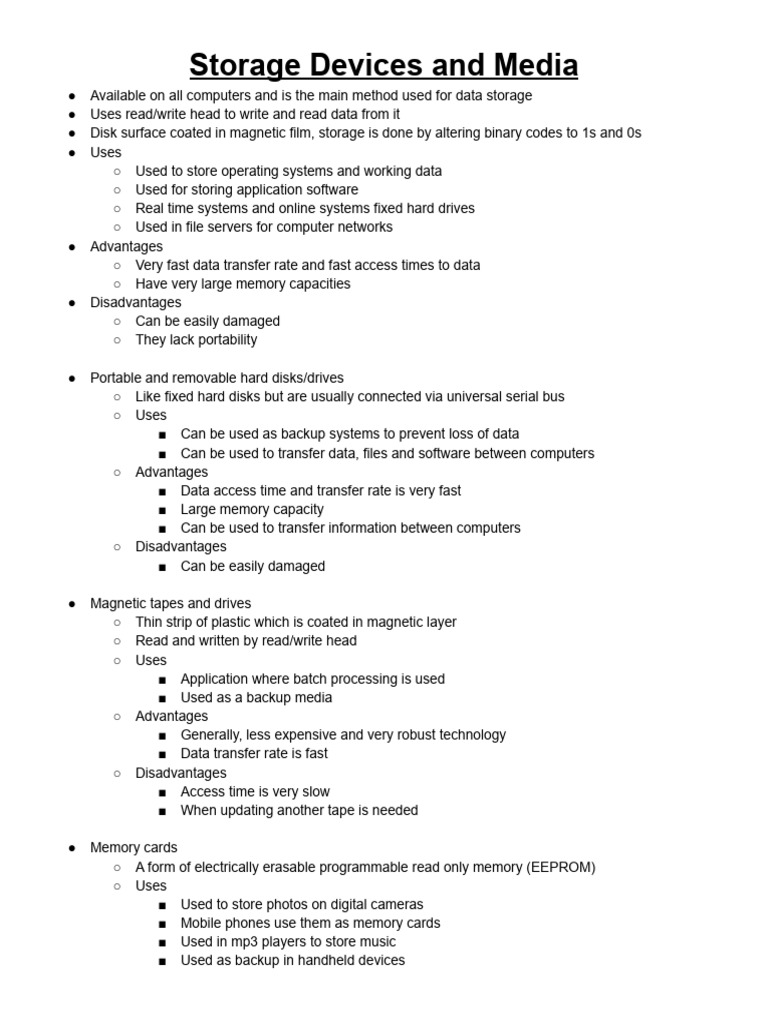 Types of Storage Devices Explained | PDF | Computer Data Storage | Disk ...