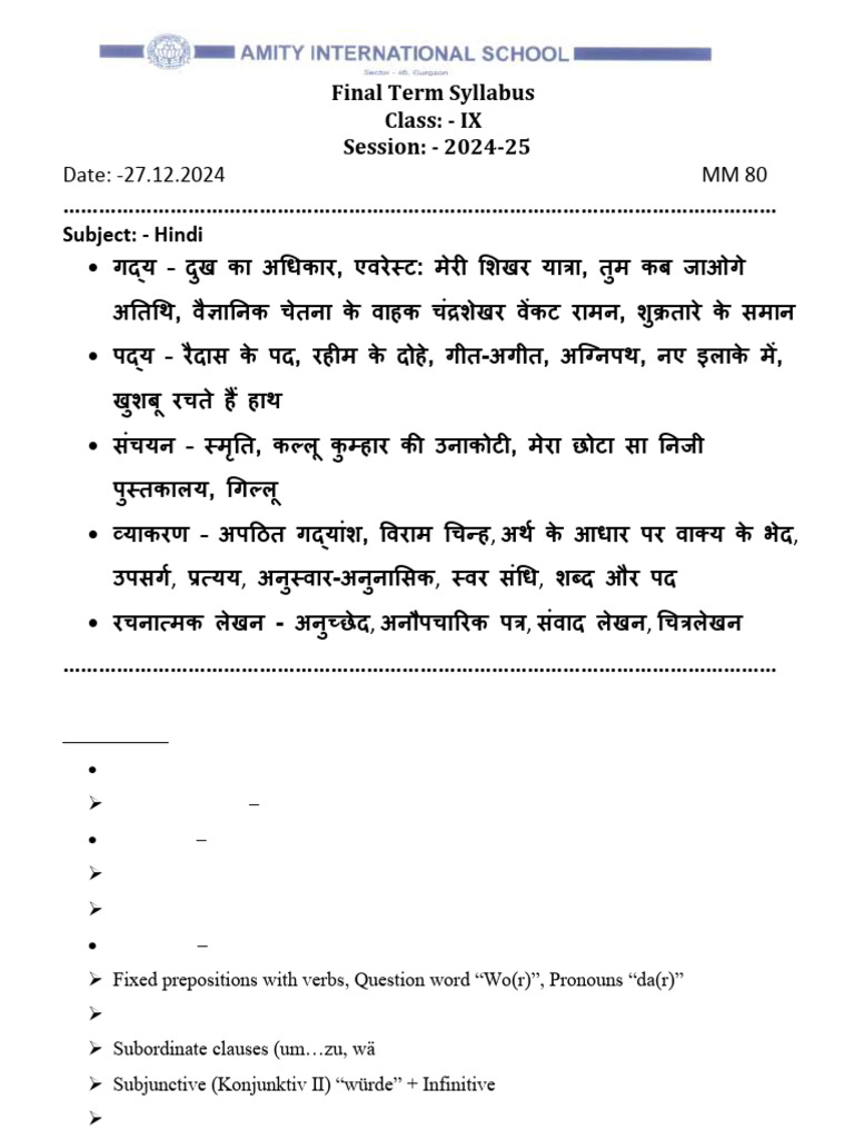 A737e Syllabus Final Term IX 2024-25 | PDF | Subject (Grammar) | Grammar