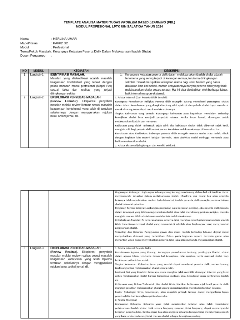 Ok Template Analisa Materi Modul Profesional - PBL-1 | PDF