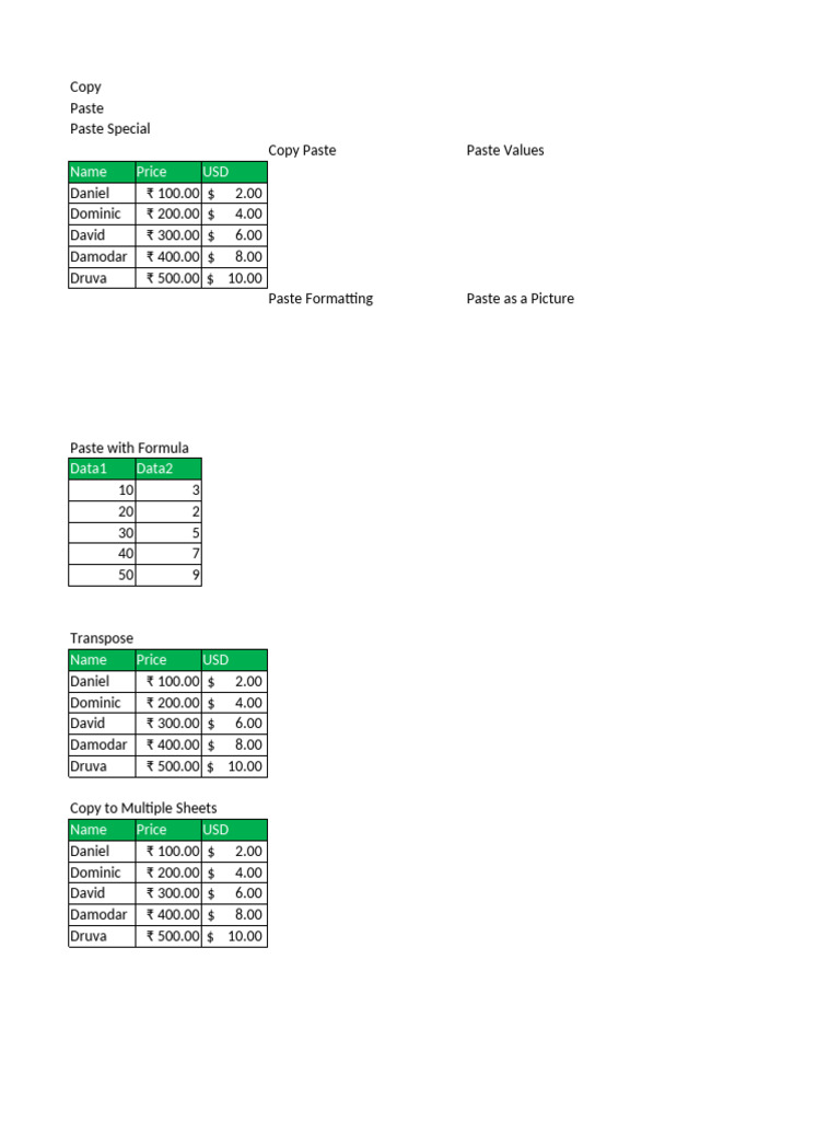 Copy Paste Functions - All Types | PDF
