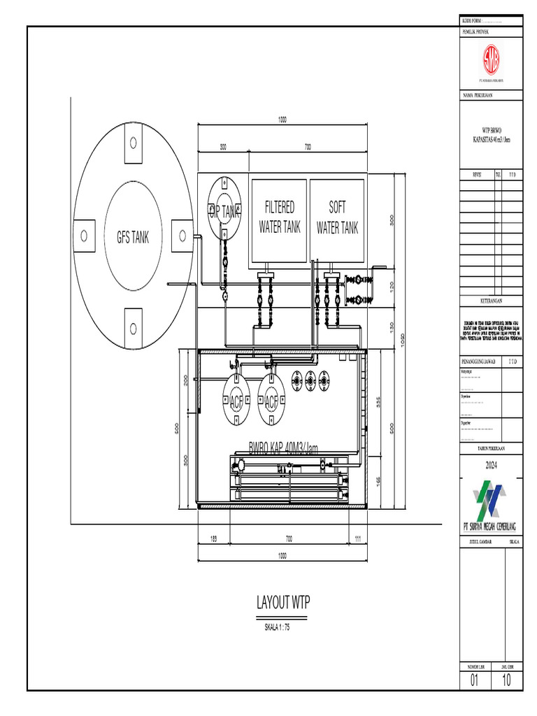 Filtered Water Tank Soft Water Tank Cip Tank Gfs Tank: Layout WTP | PDF