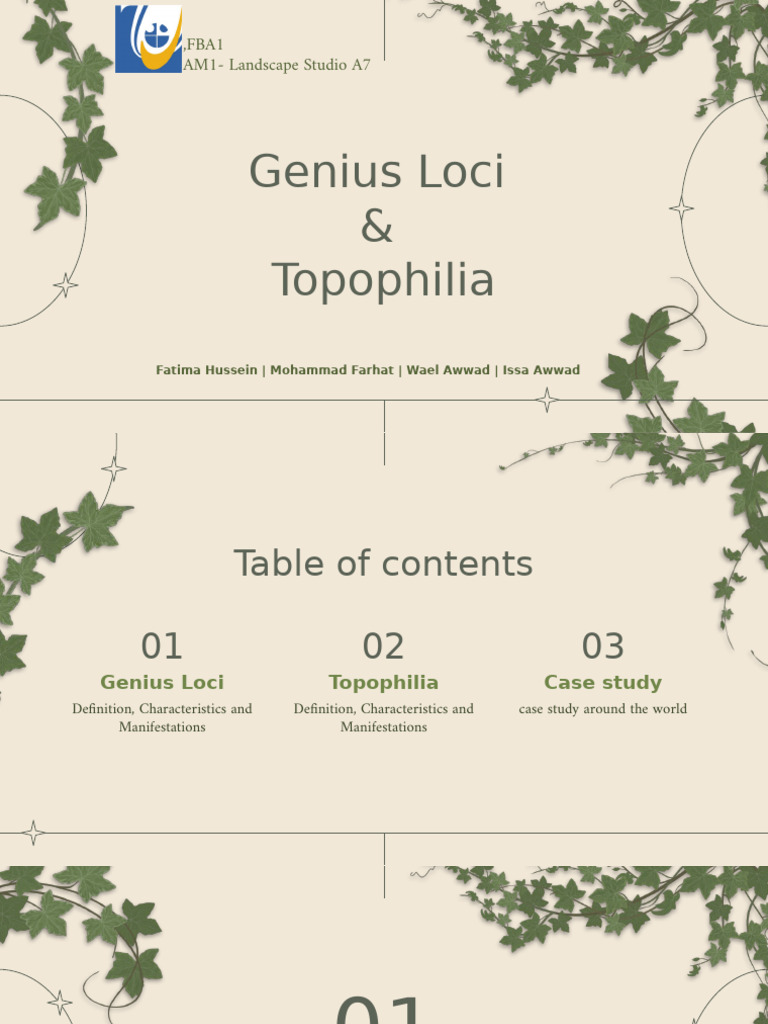 Understanding Genius Loci and Topophilia | PDF | Love | Behavioural ...