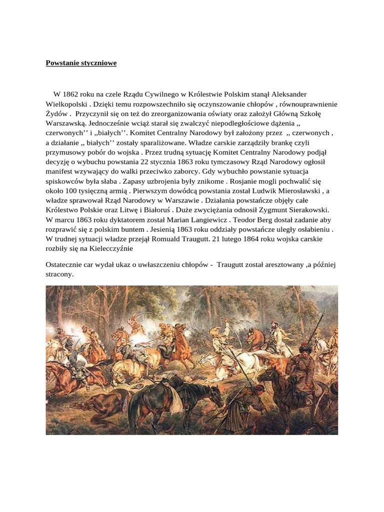 Praca Historia - Powstanie Styczniowe | PDF