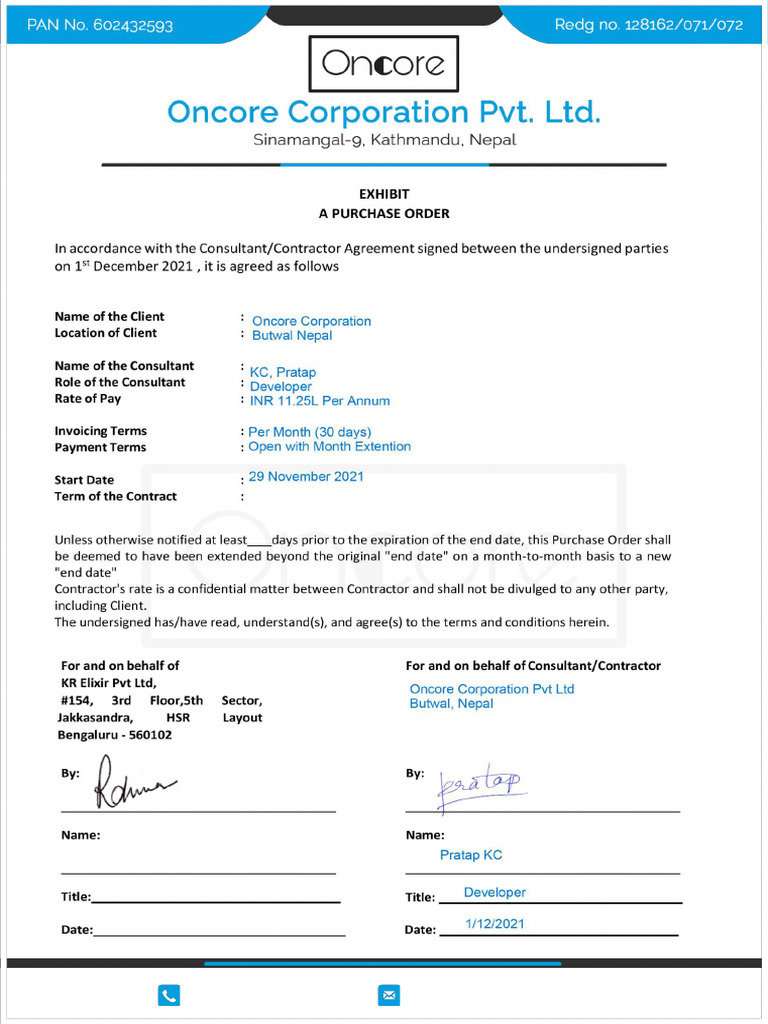 Purchase Order - Pratap | PDF