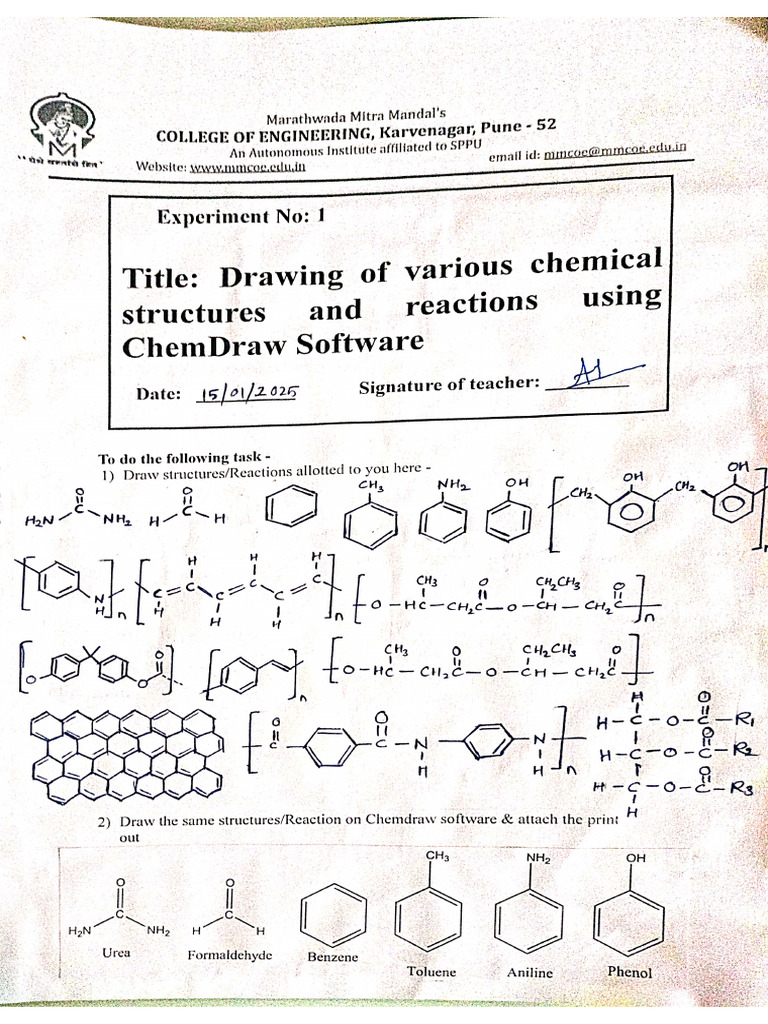 Drawing of Various Chemical Structures and Reactions Using ChemDraw ...