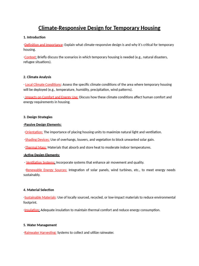 Climate-Responsive Temporary Housing Design | PDF