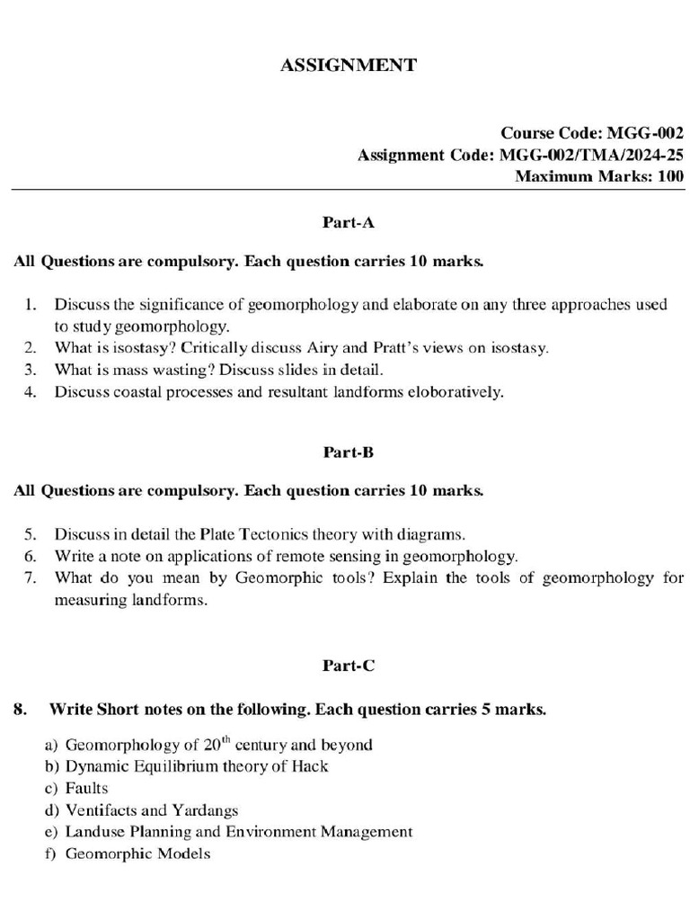 Geography (Geomorphology Assignment) | PDF | Geomorphology | Plate ...