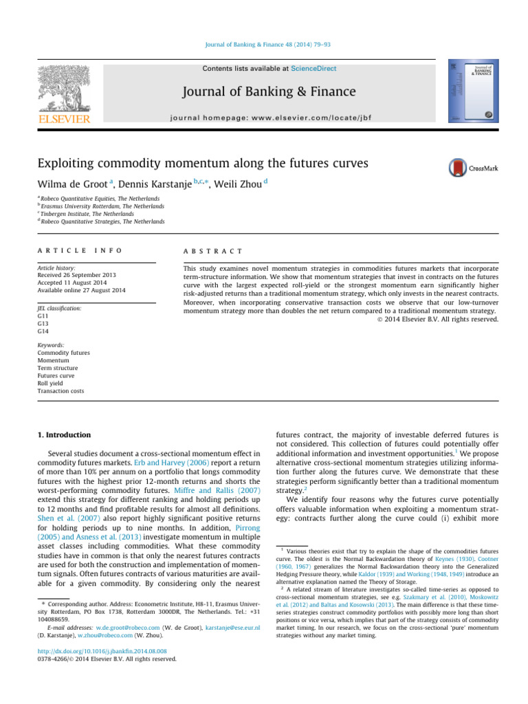 Exploiting Commodity Momentum Along The Futures Curves | PDF | Futures ...