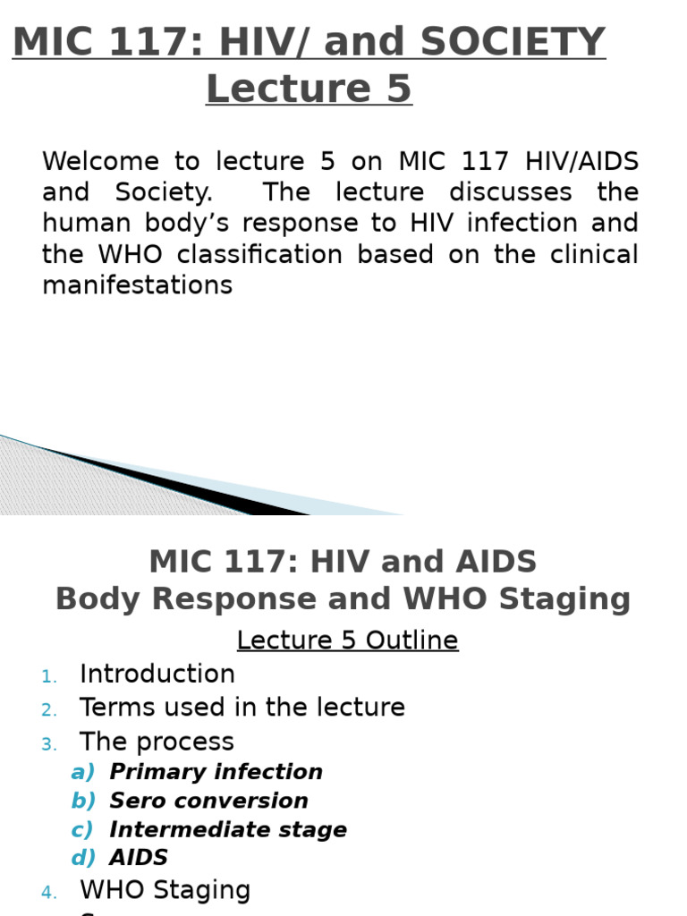 Lecture 5 Body Responce and WHO | PDF | Virus | Hiv/Aids
