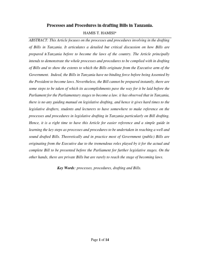 Processes and Procedures in Drafting Bil | PDF | Bill (Law) | Definition