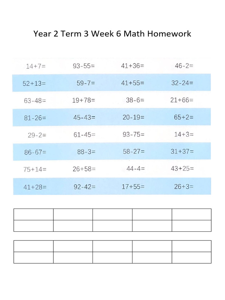 Y2T3 W6 - Math Homework | PDF