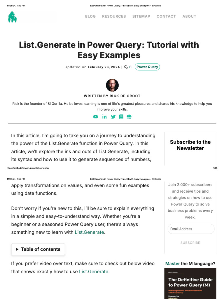 List Generate in Power Query | PDF