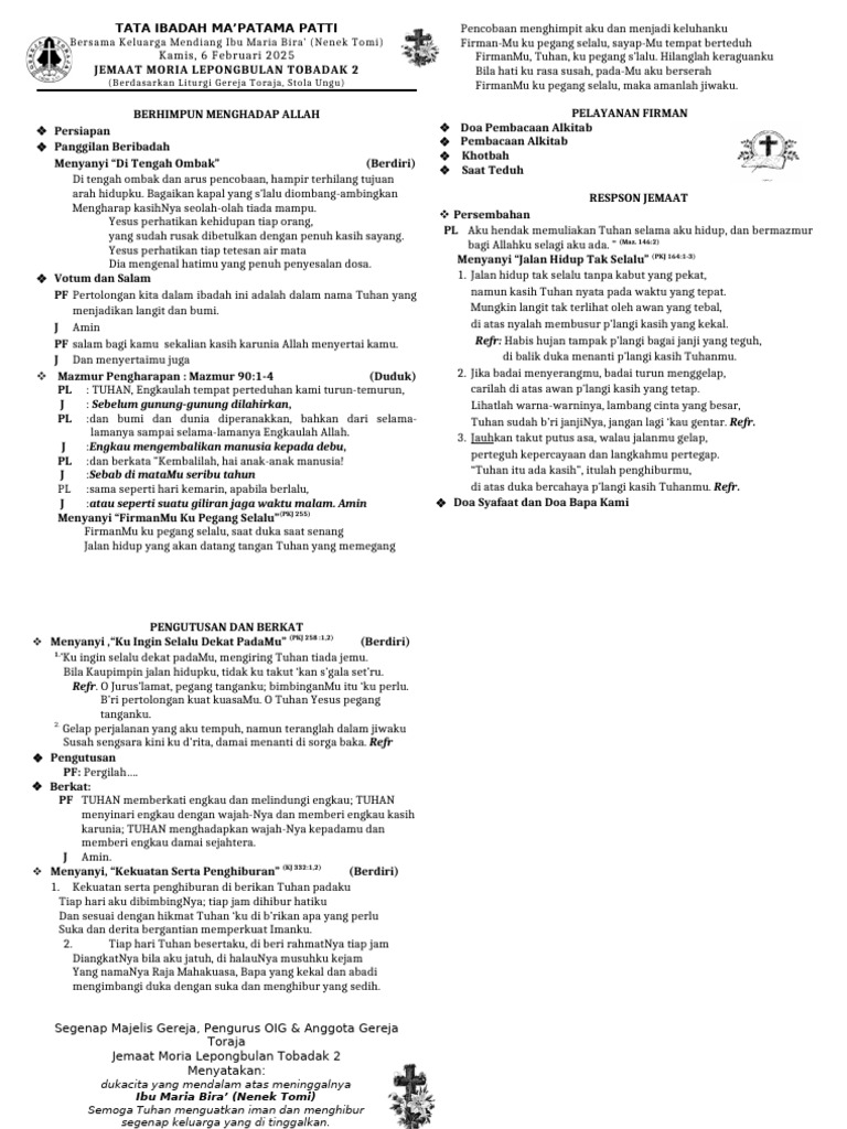 TATA IBADAH Ma'Patama Patti Nek Tomi | PDF