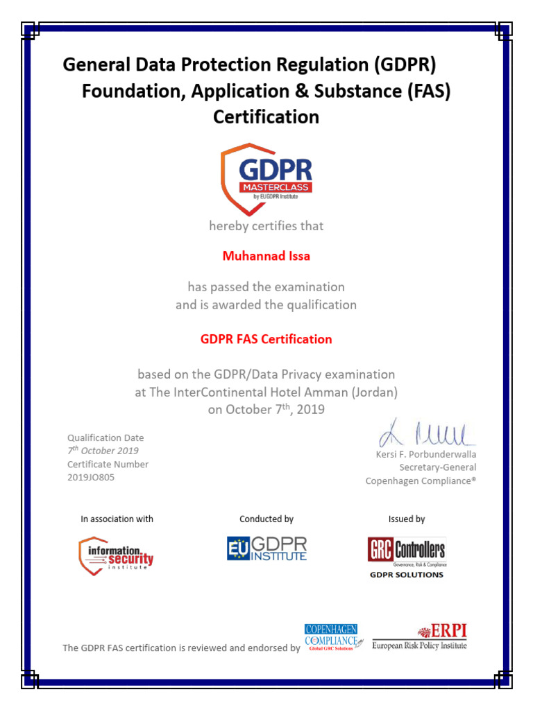 Data Protection - FAS (L1) | PDF