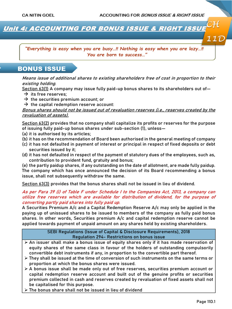 Bonus and Rights Issue Accounting Guide | PDF | Equity (Finance) | Dividend
