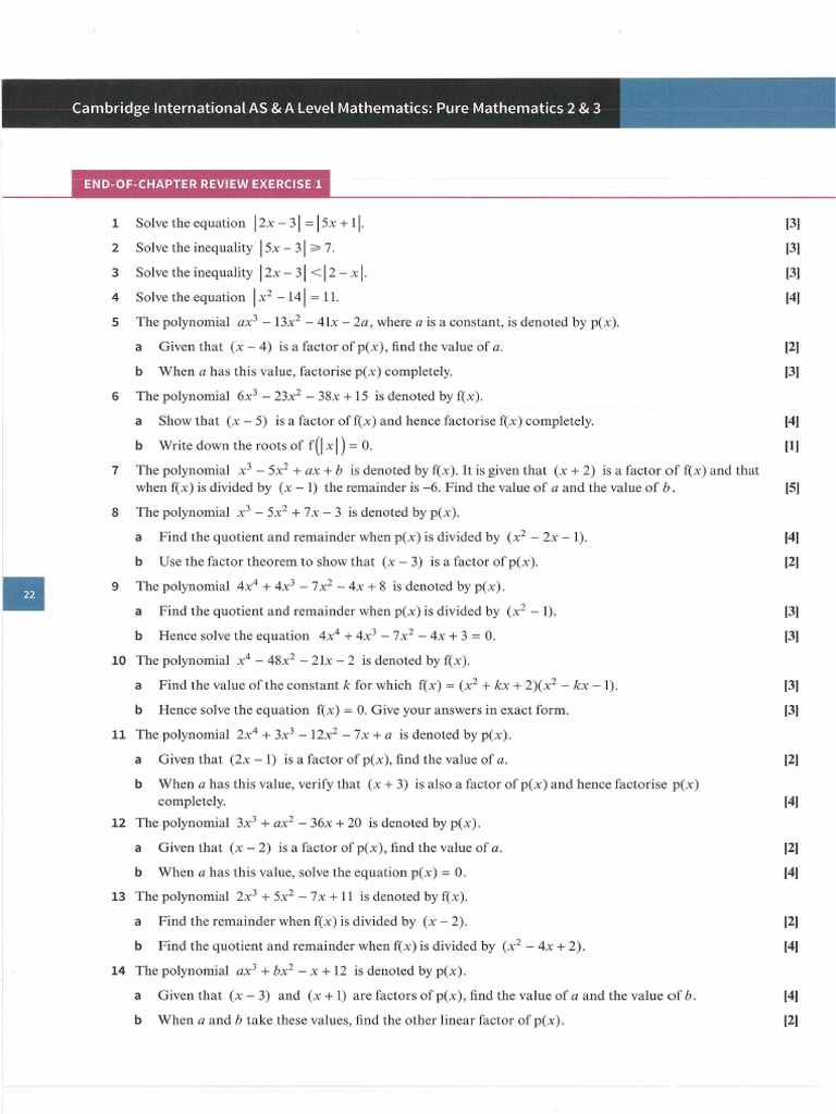 Algebra Practice Questions | PDF