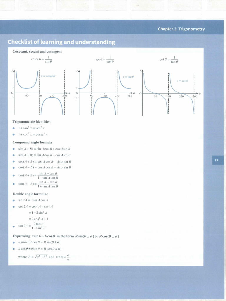 Trigonometry Summary and Practcie Questions | PDF