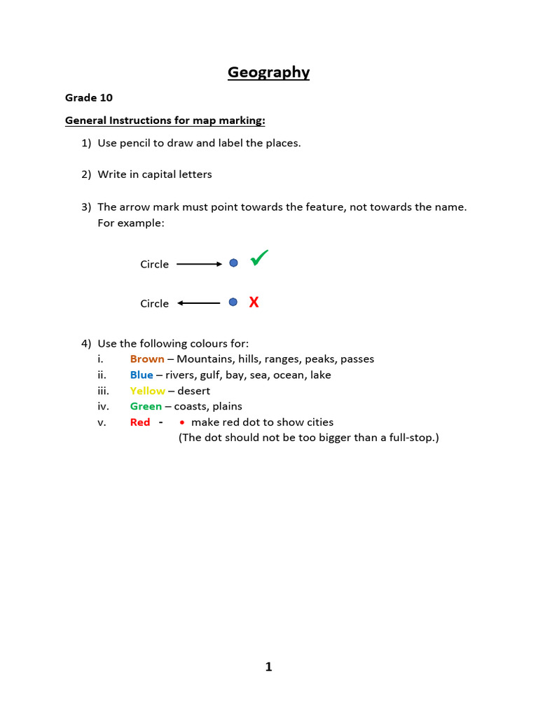 Grade 10 Geography Map Marking Guide | PDF