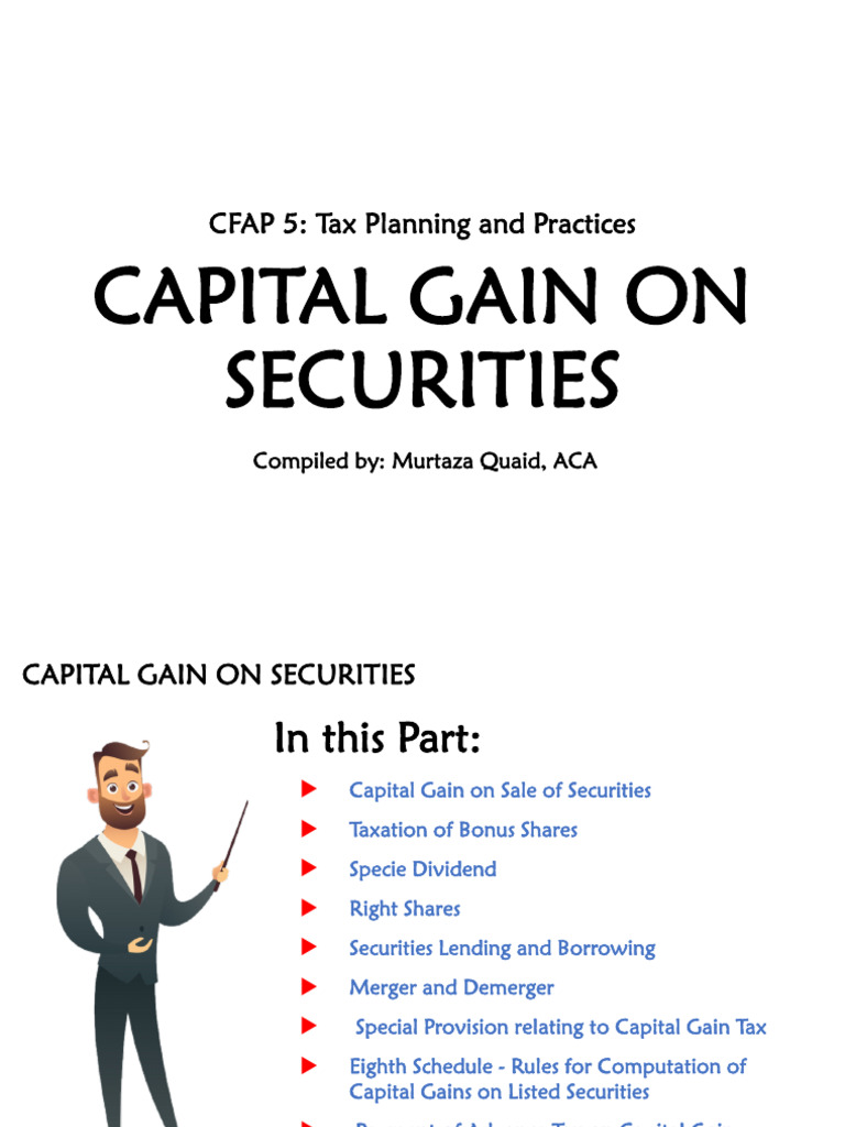 Capital Gains Tax on Securities Explained | PDF | Stocks | Dividend