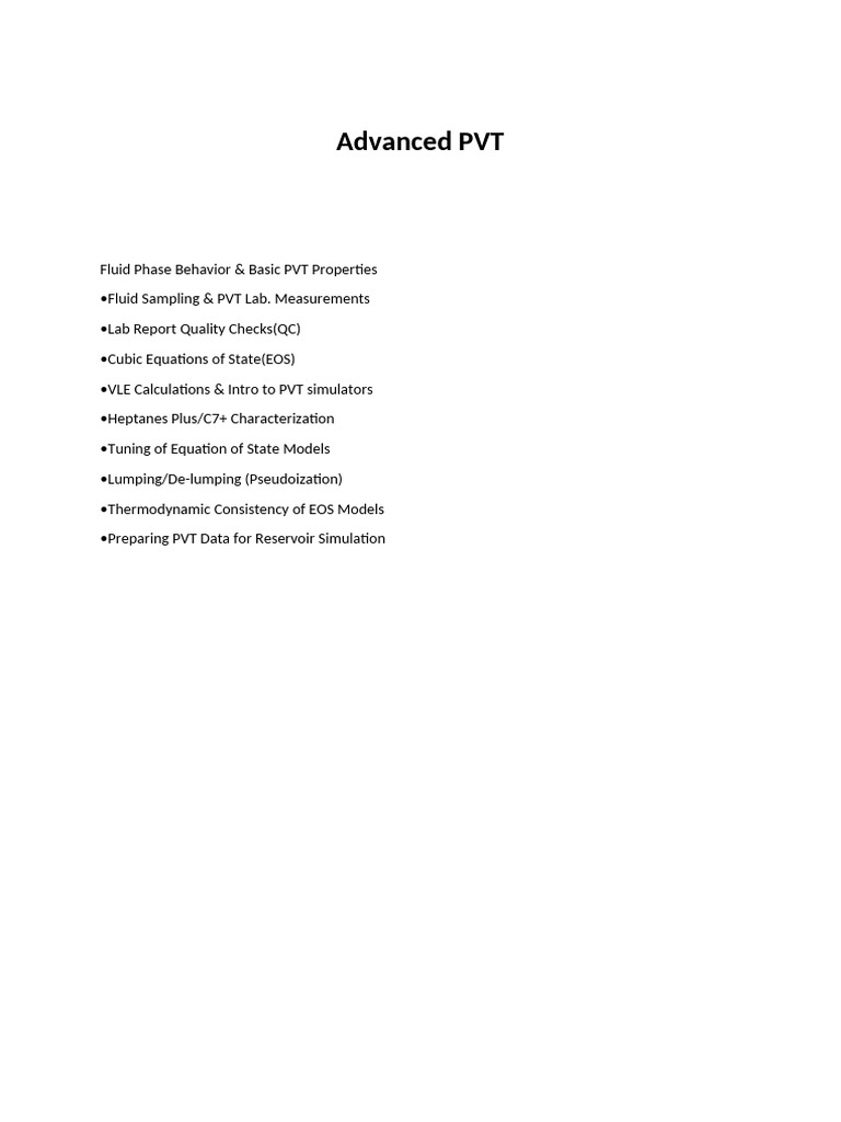 Advanced PVT | PDF