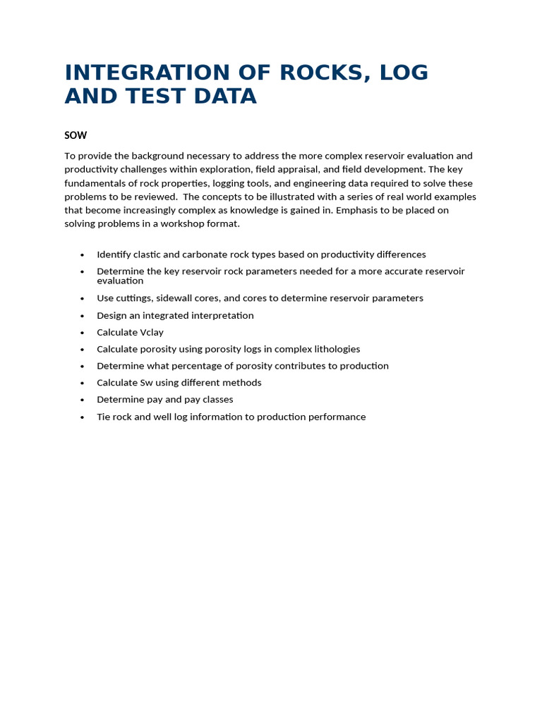 Integration of Rock Logs and Test Data | PDF