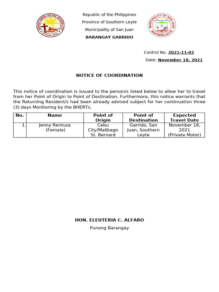 BARANGAY ACCEPTANCE | PDF