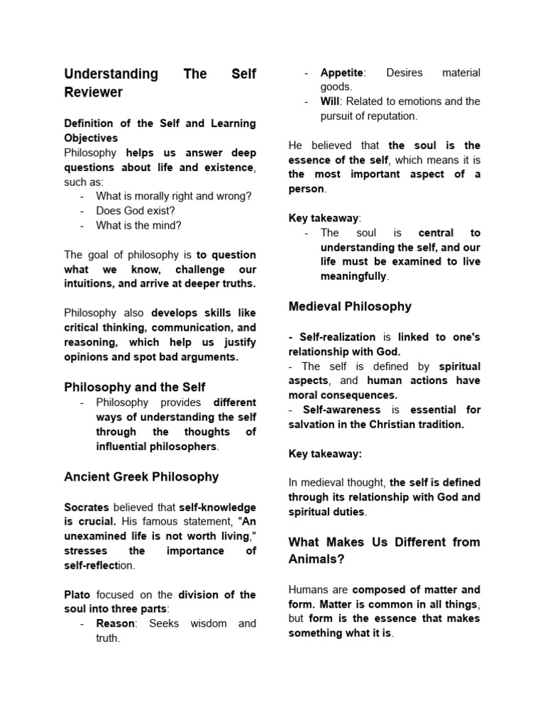 Understanding the Self Reviewer | PDF | Self Concept | Philosophy Of Self