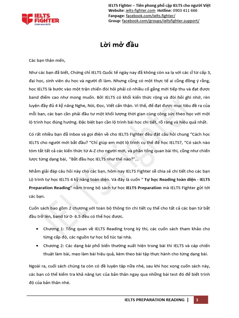 IELTS Preparation Reading - IELTS Fighter Biên So N | PDF